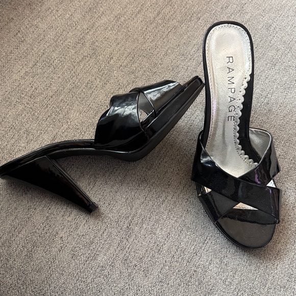 Rampage | Shoes | Rampage Glossy Black Strappy Heels | Poshmark